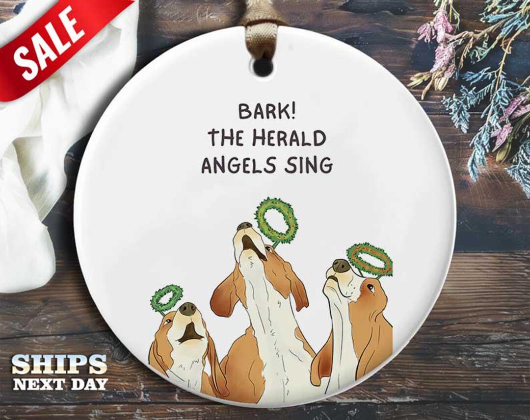 Funny Bark Angels Christmas Ornament - 'bark! the Herald Angels Sing ...