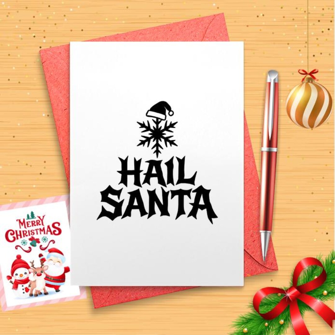 Hail Santa Greeting Card - Funny Christmas Card - Heavy Metal Holiday ...