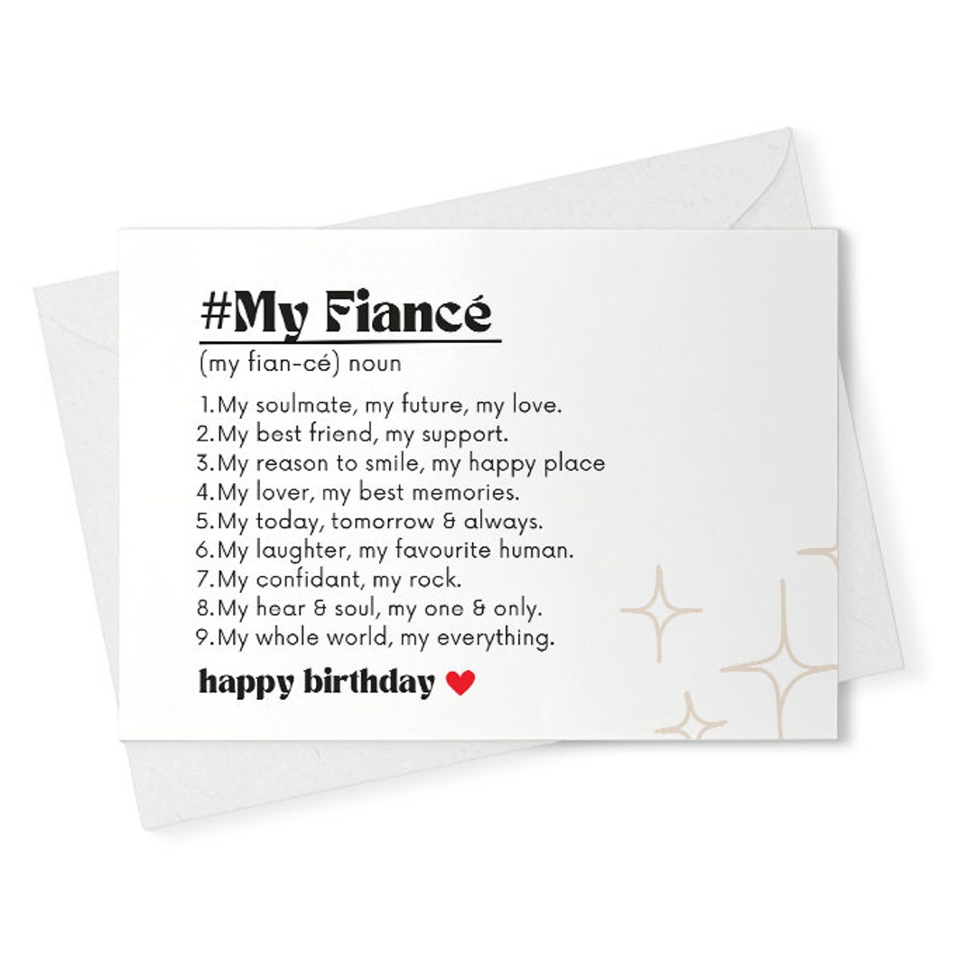 Fiance Definition Birthday Card - Romantic Card for Fiancé - Birthday ...