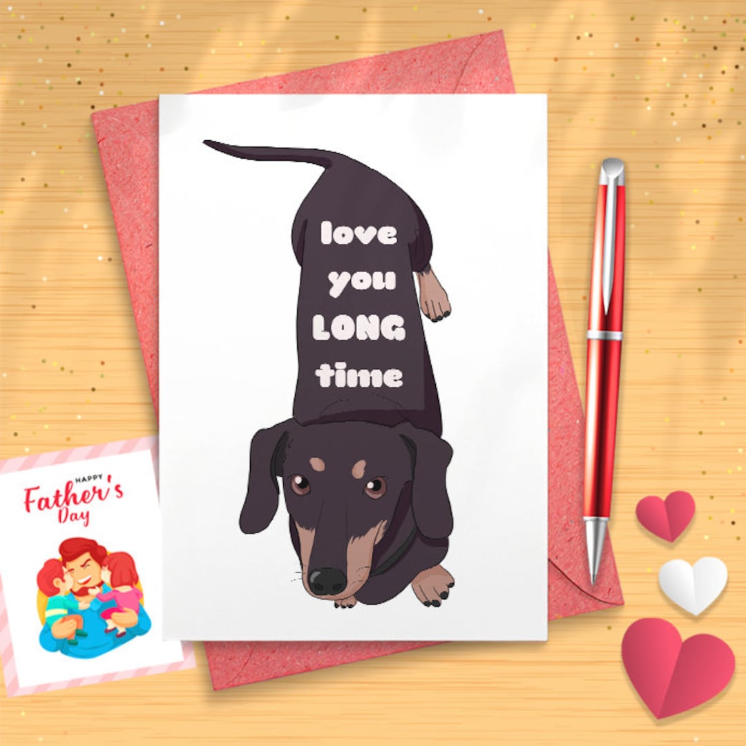 Anniversary Birthday Card Dachshund, Mothers Day Card, Fathers Day Card ...