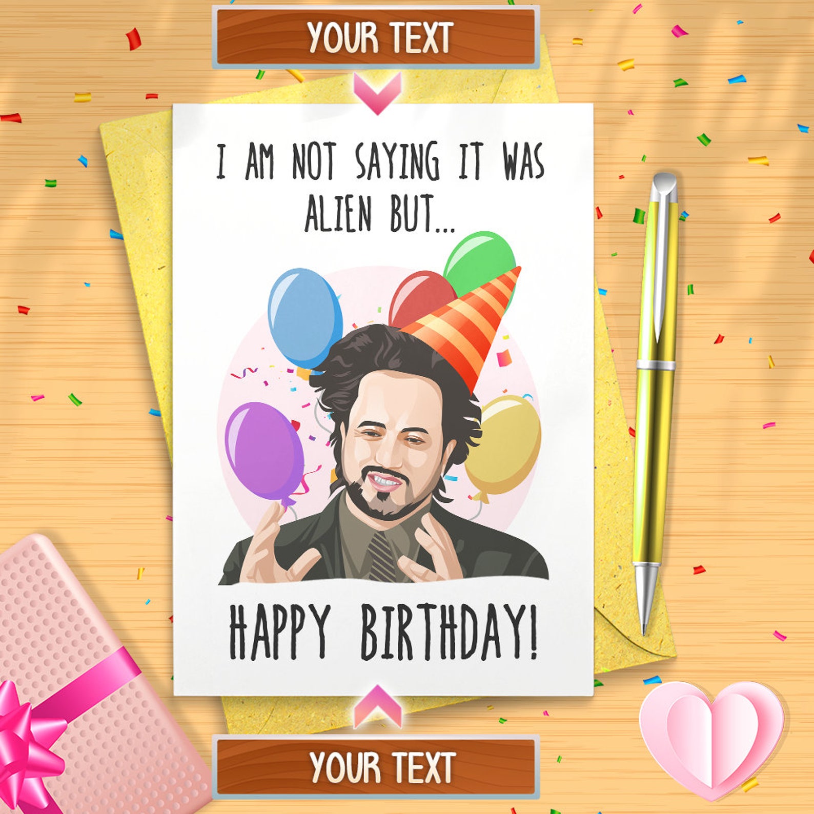 Funny Ancient Alien Guy Birthday Card Ancient Alien Meme | Etsy