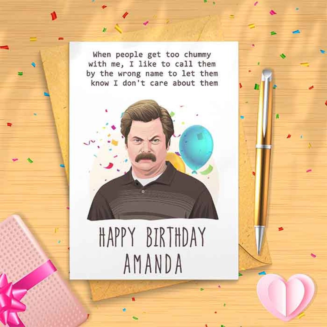 Ron Birthday Card, Funny Greeting, TV Show Humor, Happy Birthday ...