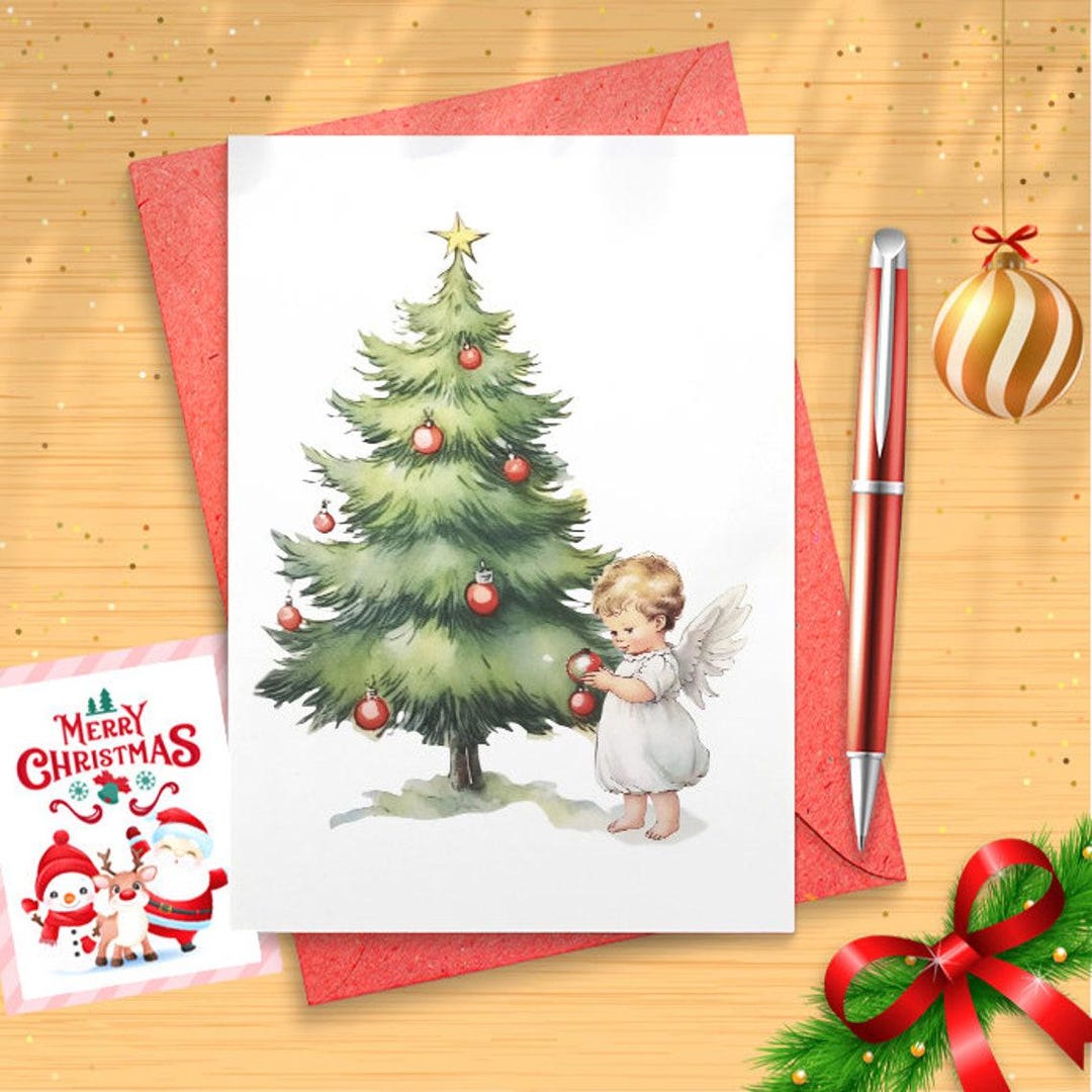Cute Angel Christmas Cards, Vintage Angel Christmas Cards, Retro ...