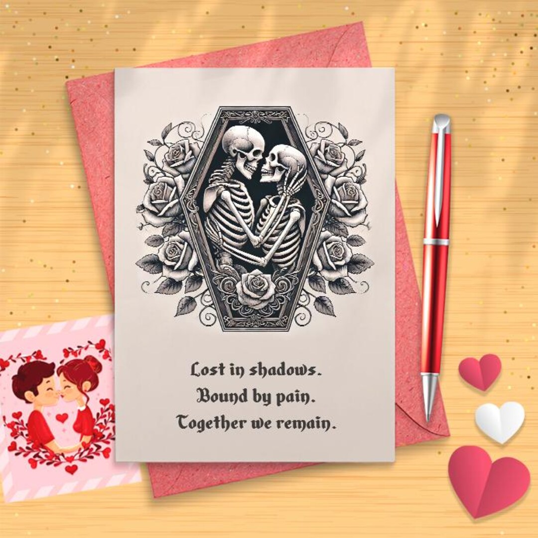Gothic Skeleton Love Print - Romantic Skeleton Couple Art - Eternal ...