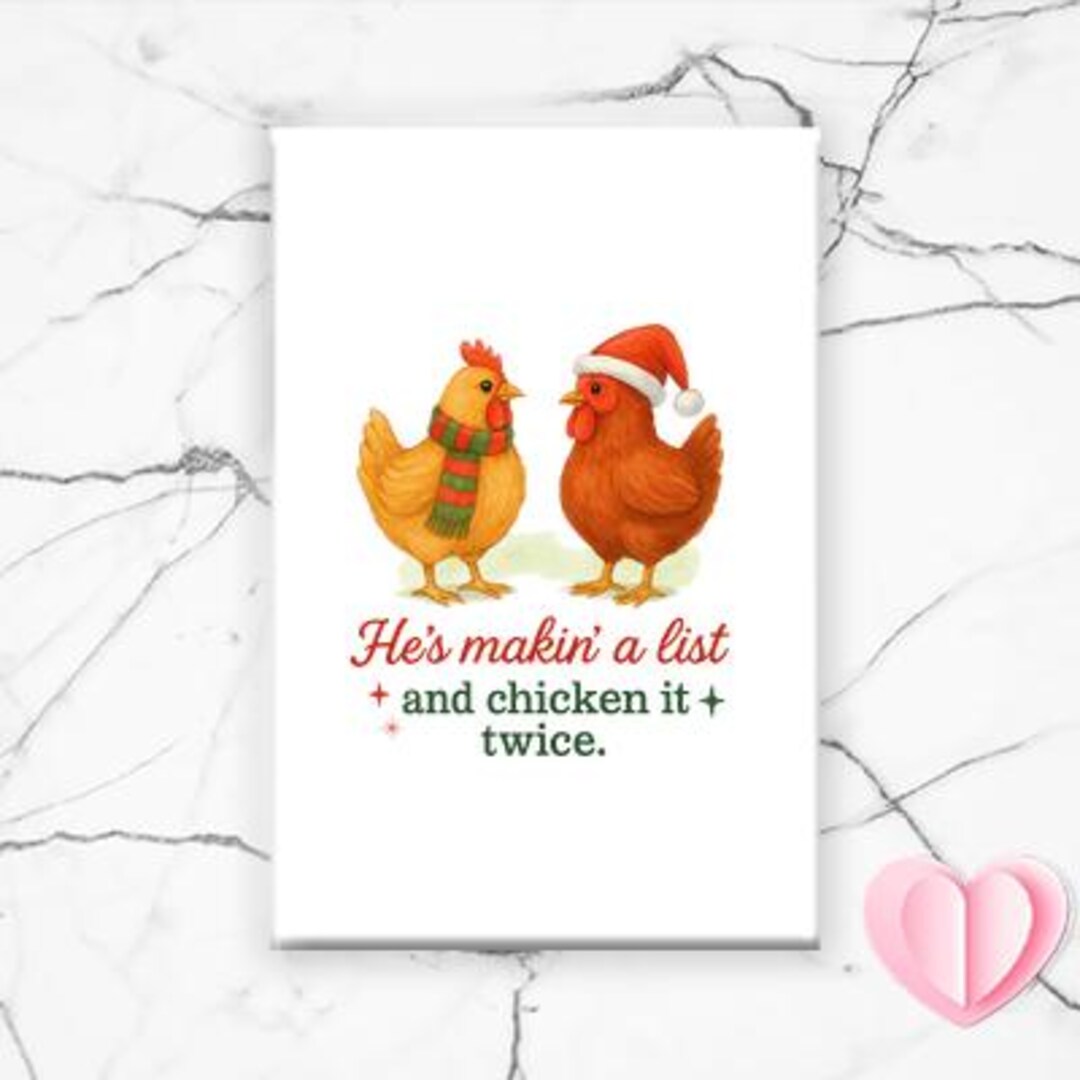 Funny Christmas Chicken Magnet He's Making A List Santa Magnet Holiday ...