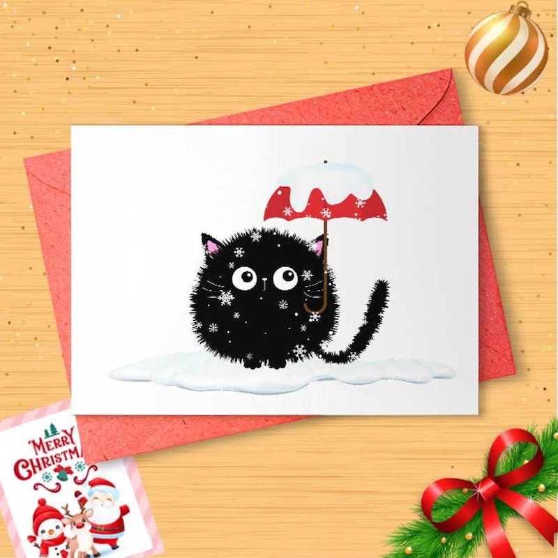 Cat Christmas Cards - Etsy