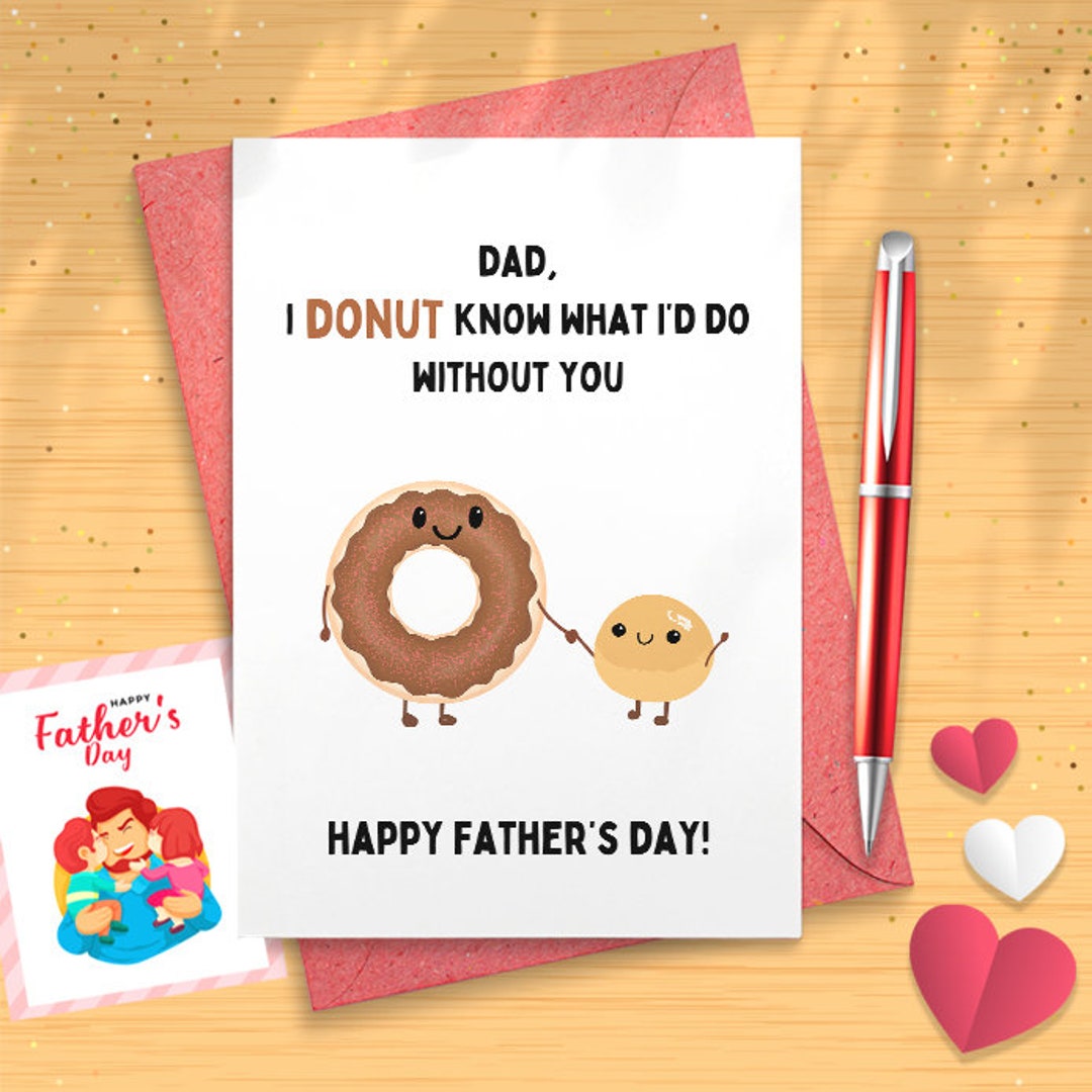 Father's Day Card, Donut Father's Day Card, Cute Father's Day Card, Pun ...