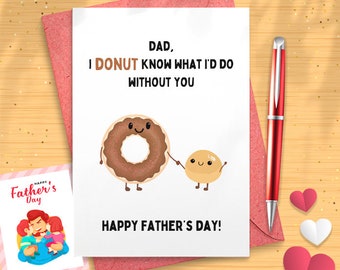 Father's Day Card, Donut Father's Day Card, Cute Father's Day Card, Pun ...