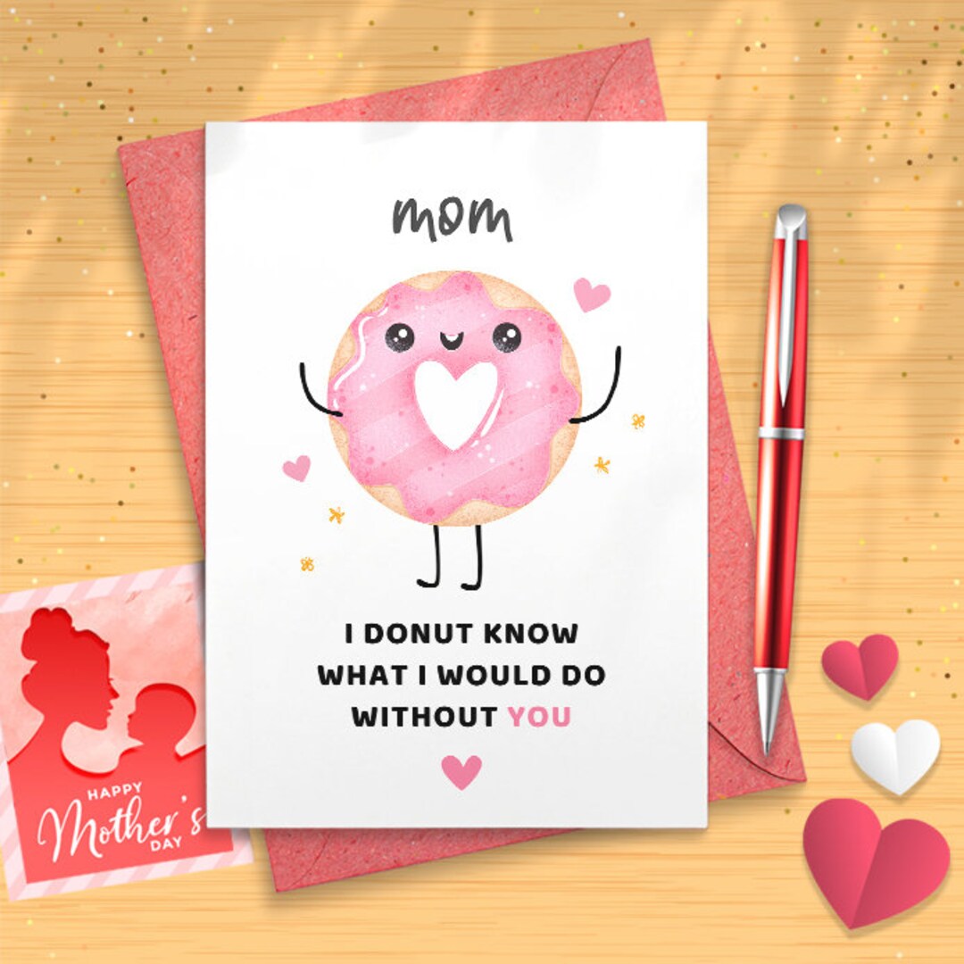 Mother's Day Card for Mom - Cute Doughnut Design Greeting Card, Funny ...