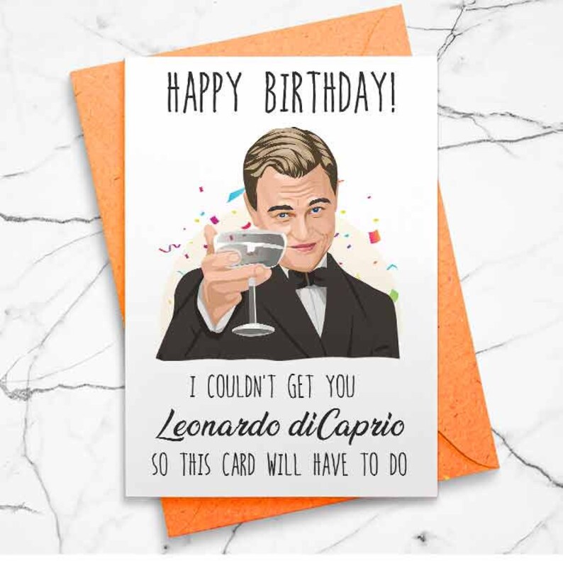 Funny Leonardo Birthday Card, Meme Greeting, Personalized Gift for Him ...