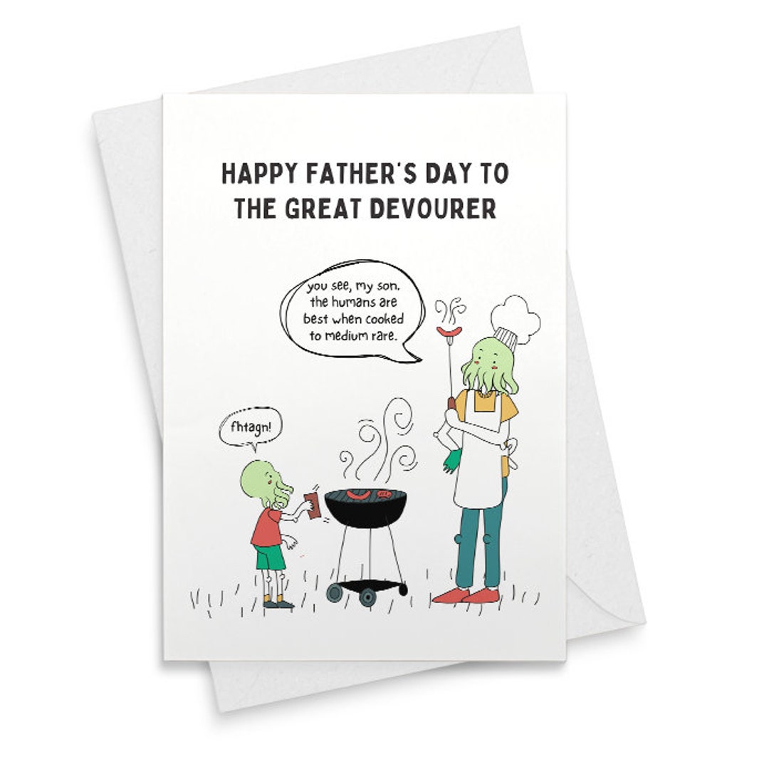 Cthulhu Father's Day Funny Horror Lovecraft Letterpress Greeting Card ...