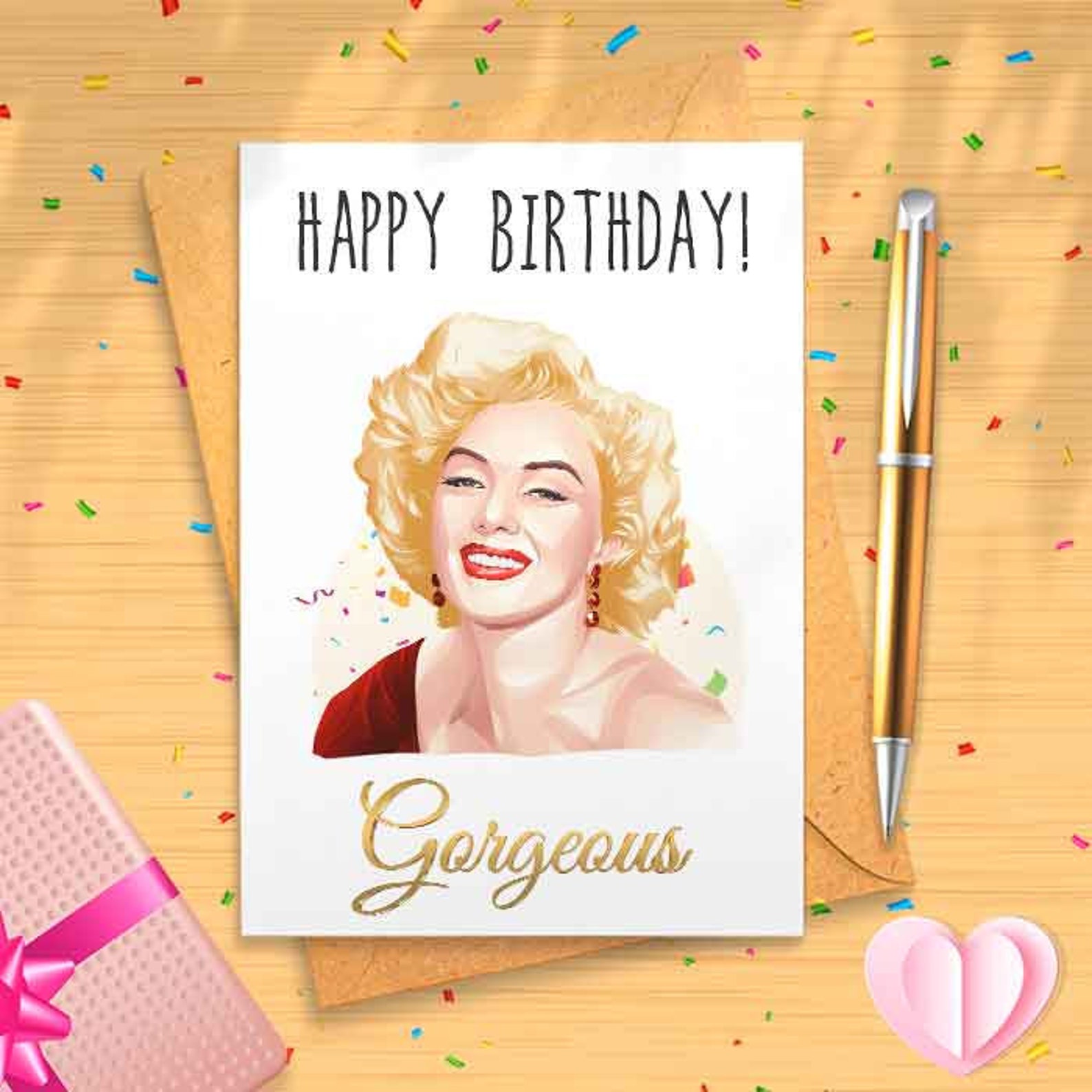Marilyn Monroe Birthday Card Marilyn Birthday Greetings Card Etsy