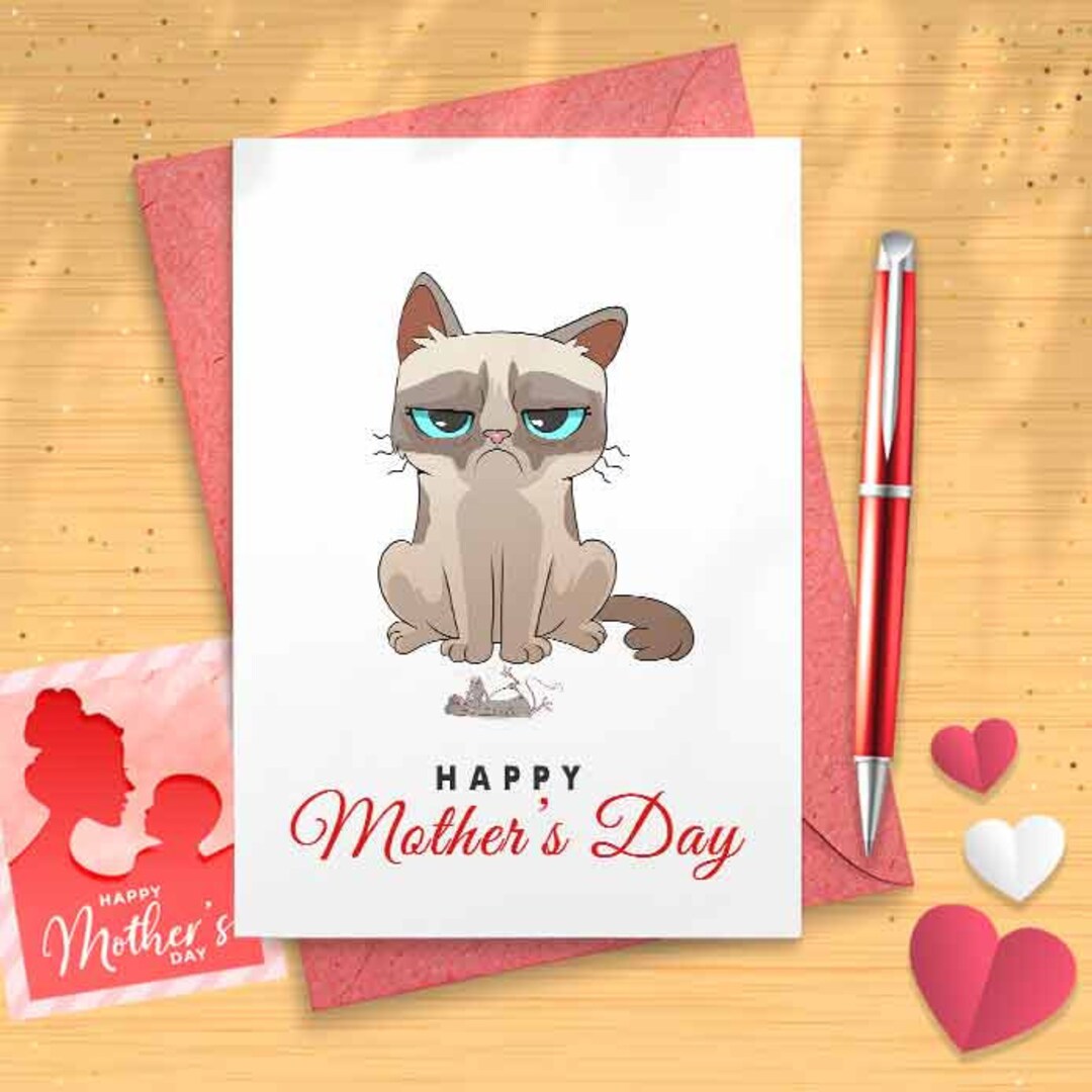 Grumpy Cat Mother's Day Card Funny Mother's Day, Personalised Card, Happy Mothers Card, Mothers ...
