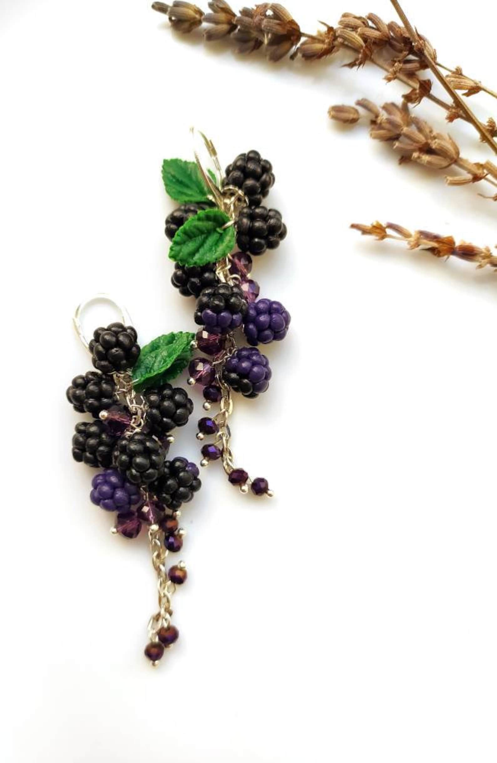 Berry Statement Earrings With Blackberries Botanical - Etsy