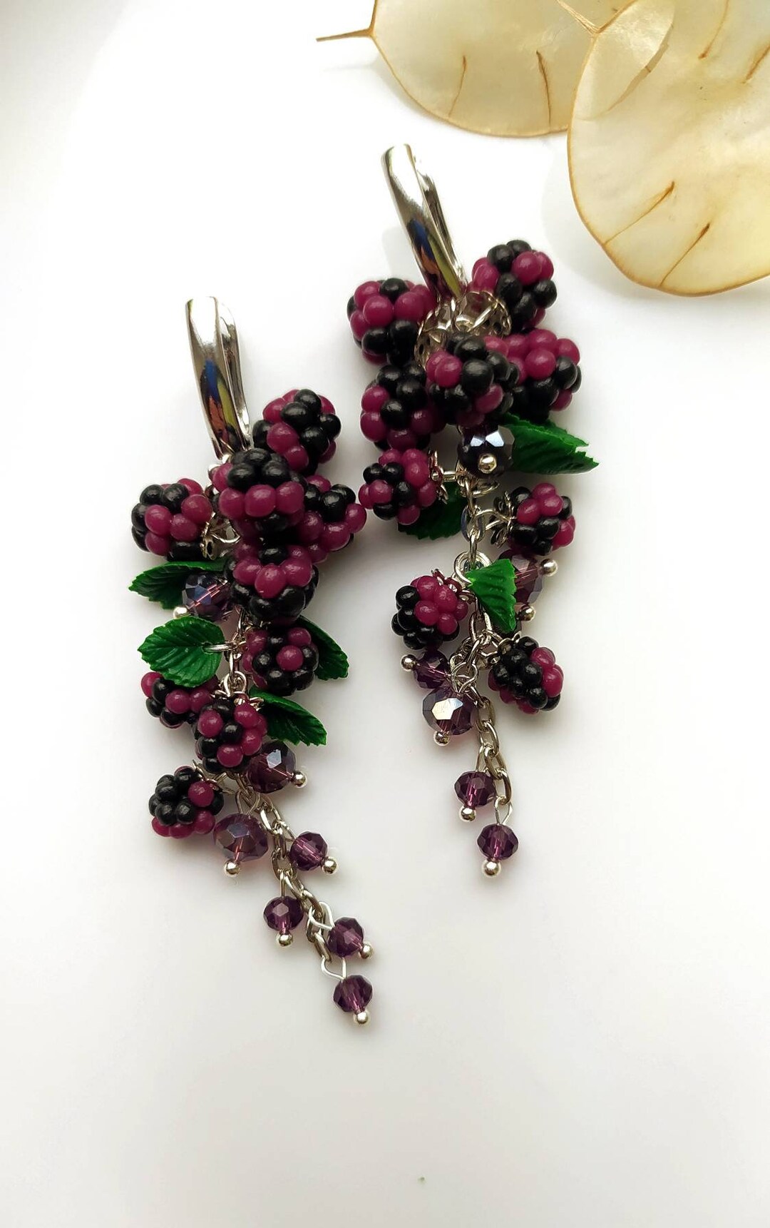 Blackberry Chandelier Earrings Long Statement Earrings With Berry ...