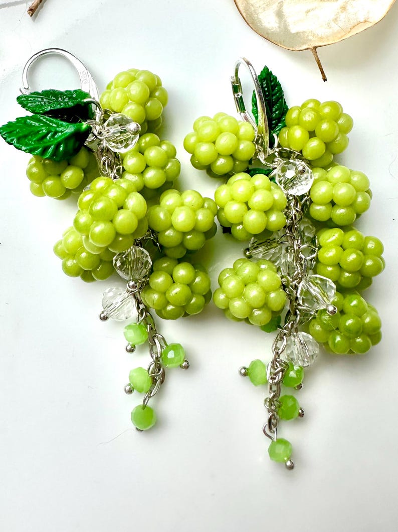Handcrafted Grape Earrings, Botanical Polymer Clay Berry Jewelry - Etsy
