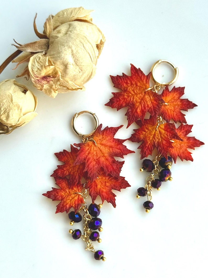 Autumn Maple Leaves Earrings Warm Jewelry With Maple Leaf Handcrafted ...