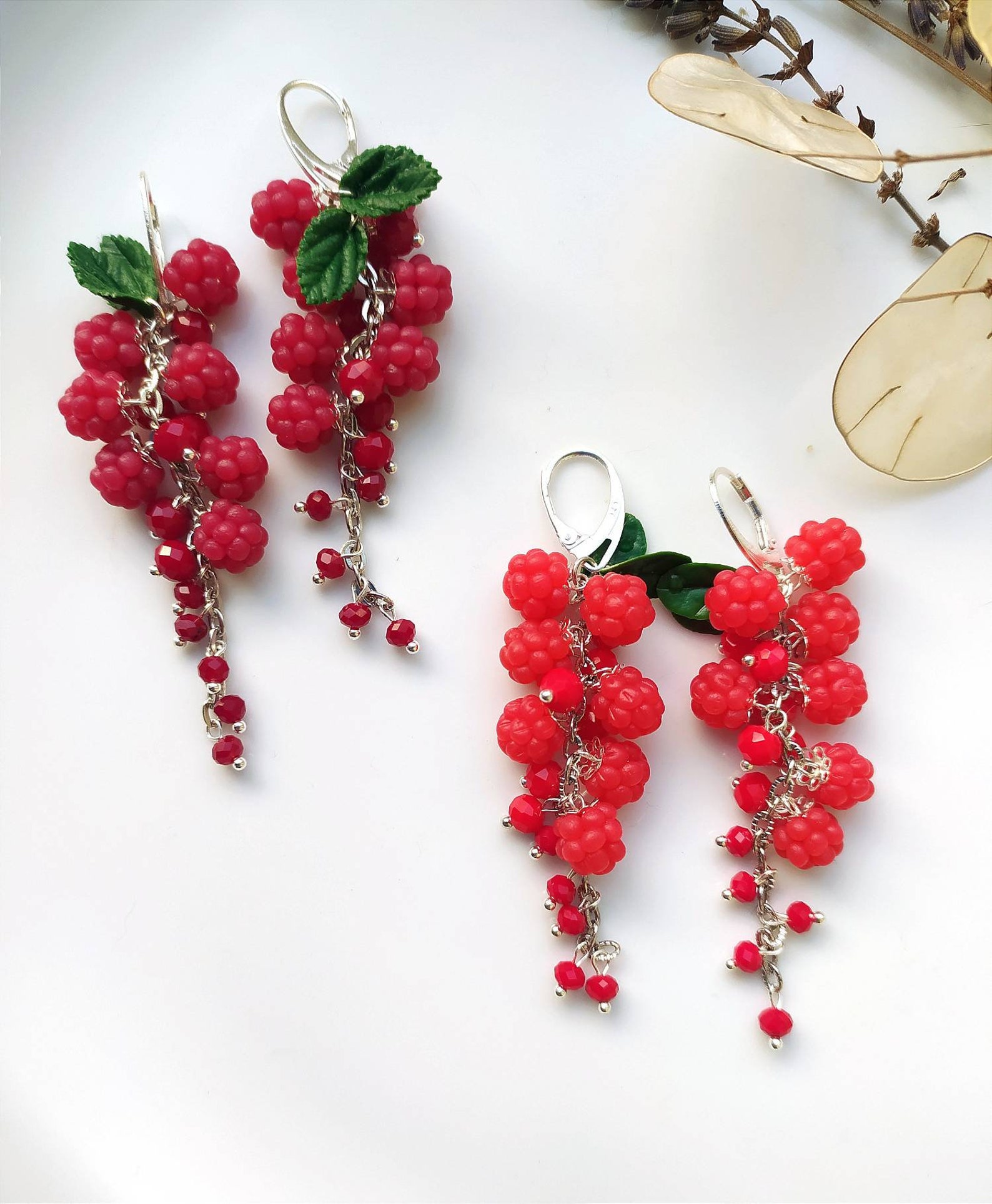 Berry Statement Earrings With Raspberries Berry Botanical - Etsy
