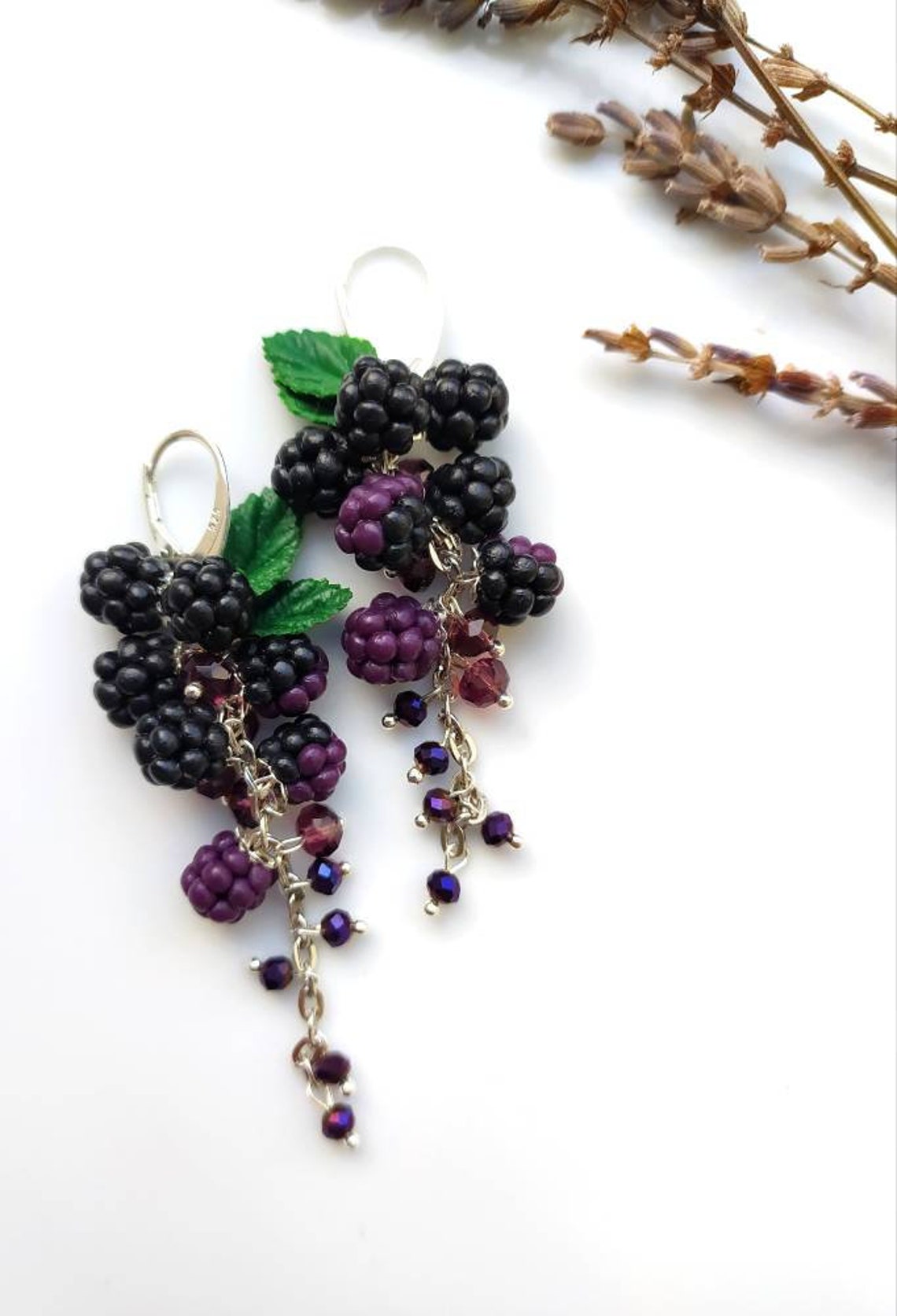 Berry Statement Earrings With Blackberries Botanical - Etsy