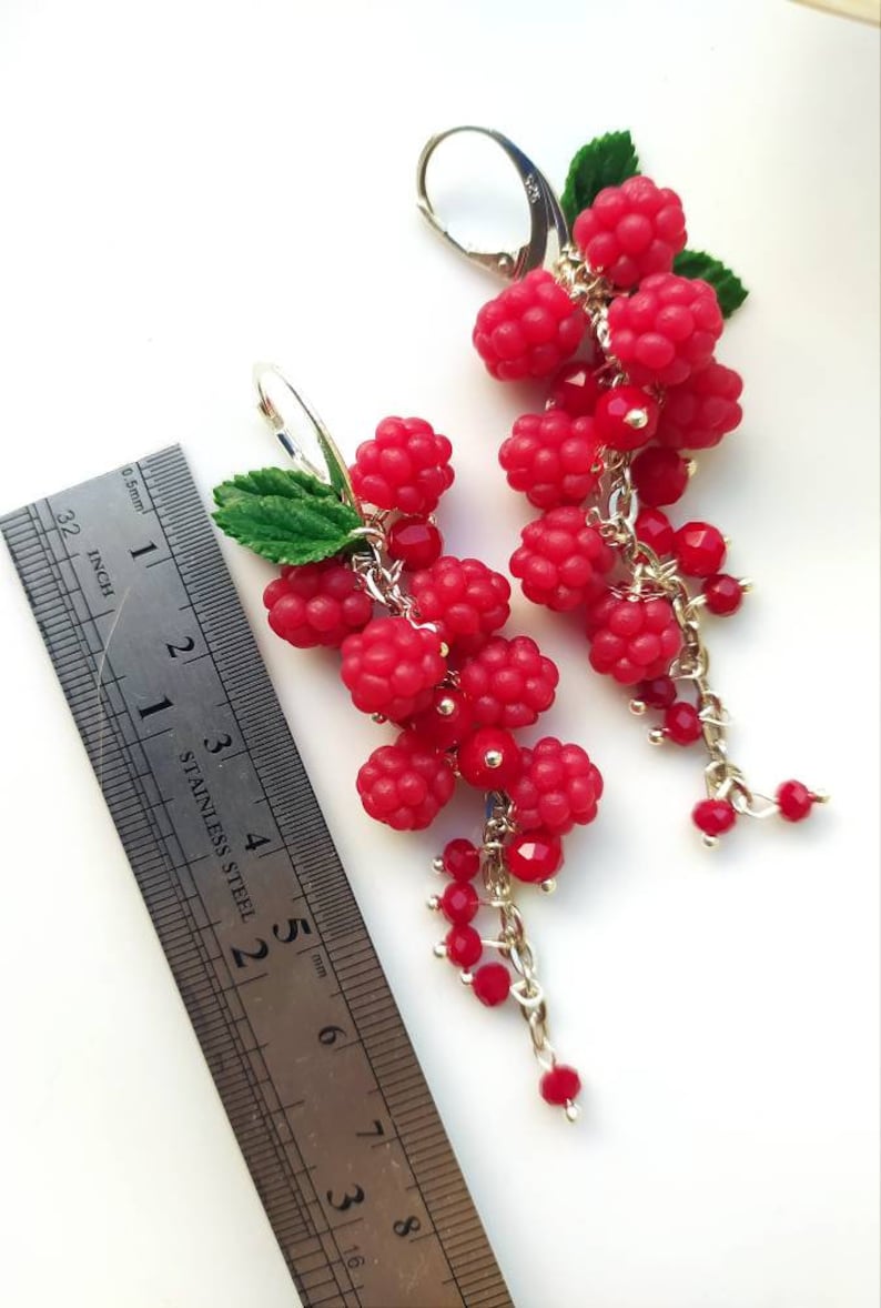 Berry Statement Earrings With Raspberries Berry Botanical - Etsy