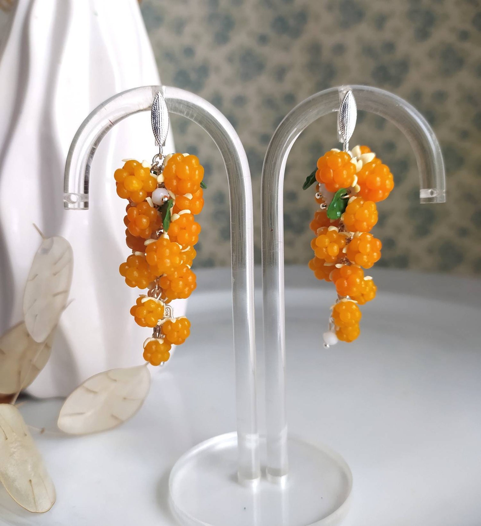 Berry Statement Earrings With Cloudberry Botanical Handcrafted - Etsy