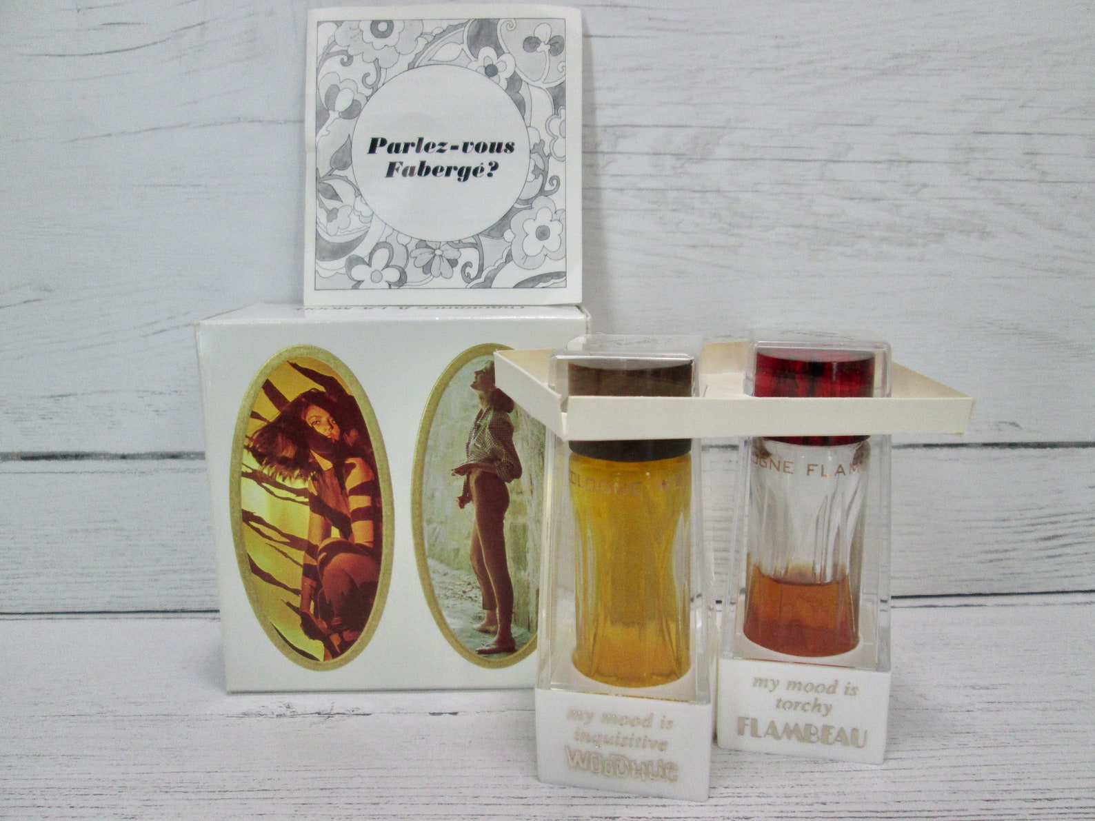 Vintage 60s Faberge Cologne for Women Twosome Woodhue Flambeau Box ...