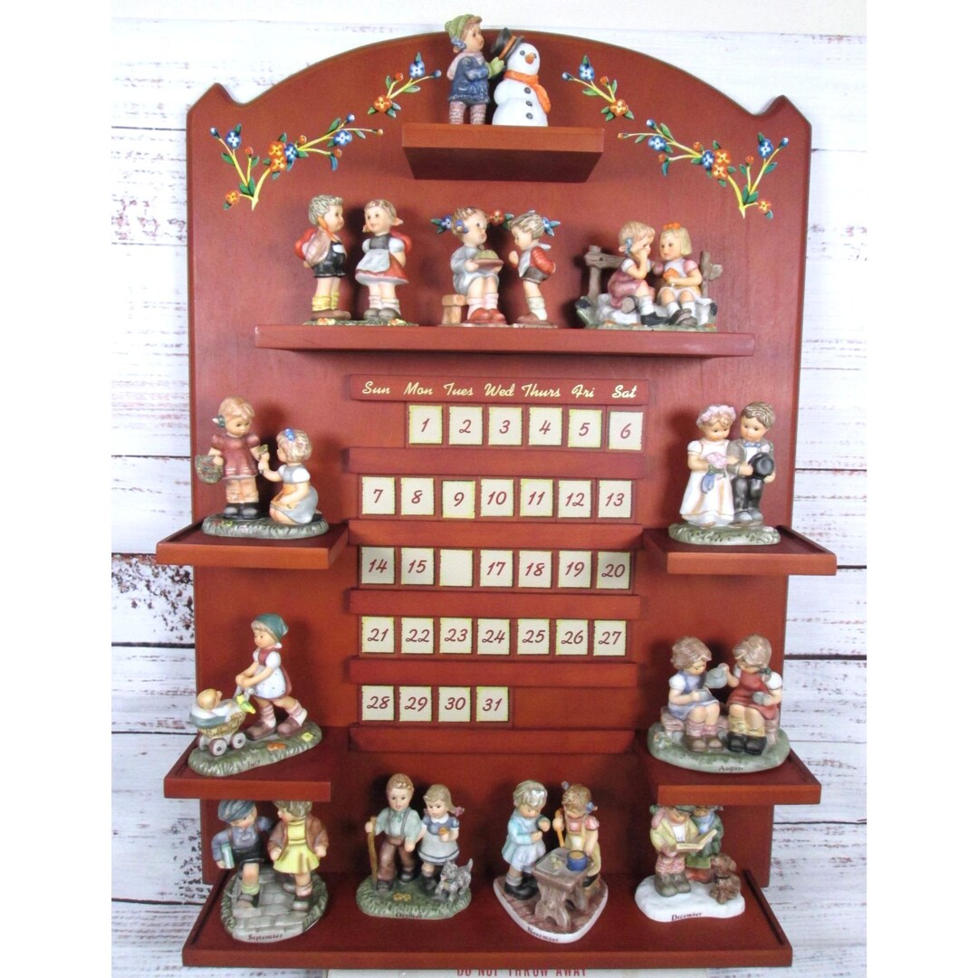 Vintage Y2K Berta Hummel Goebel Perpetual Calendar Wood Display Shelf ...