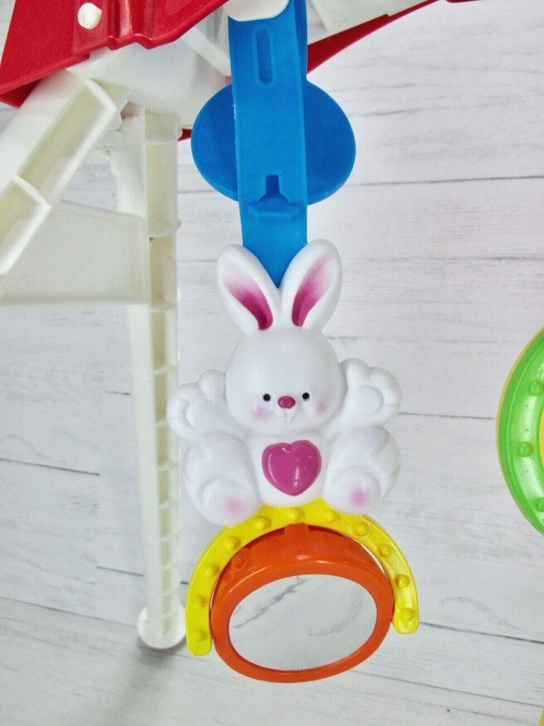 Vintage 90s Baby Activity Toy Bar See Play Gym Bear Chick Rabbit Rattle ...
