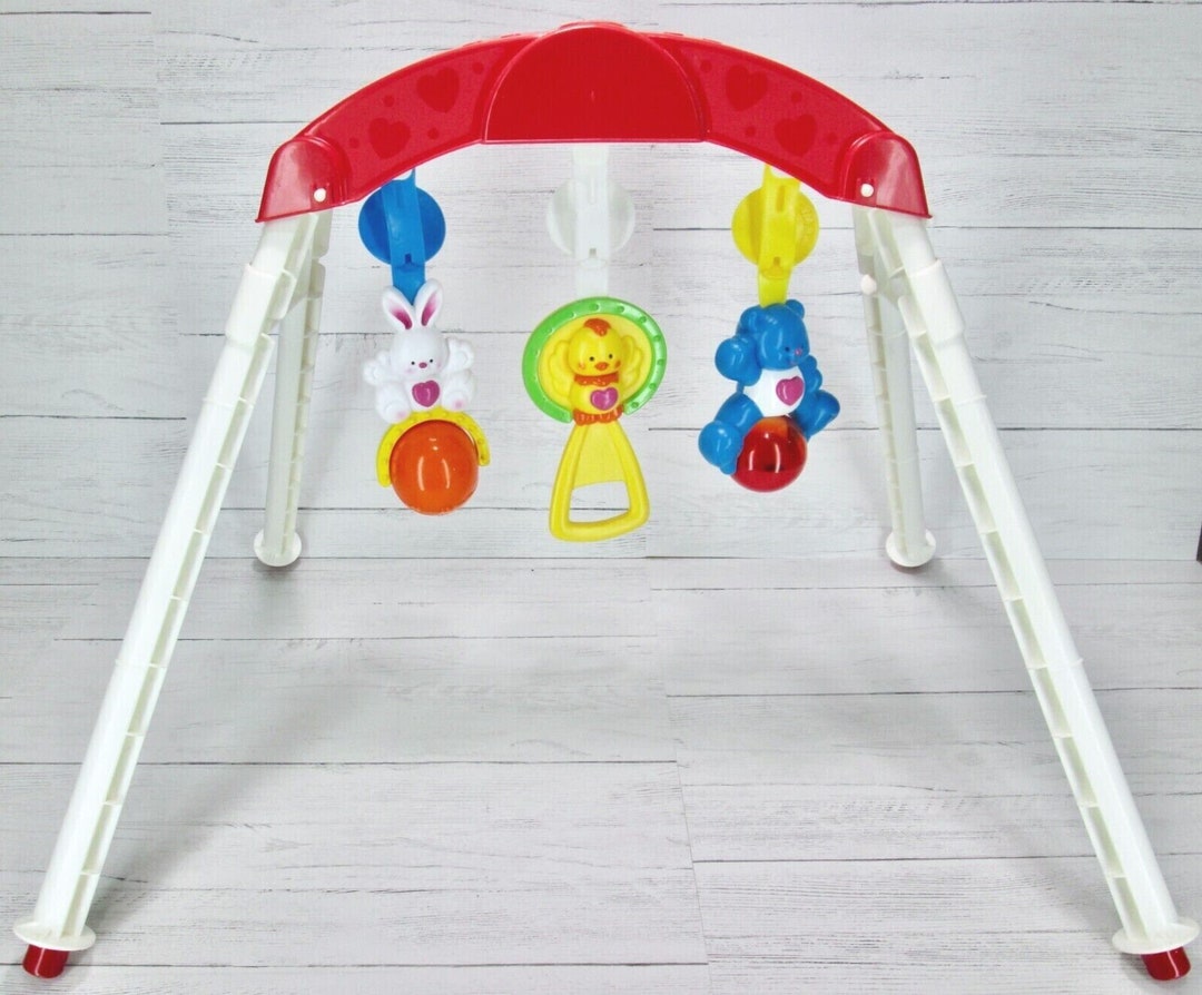 Vintage 90s Baby Activity Toy Bar See Play Gym Bear Chick Rabbit Rattle ...