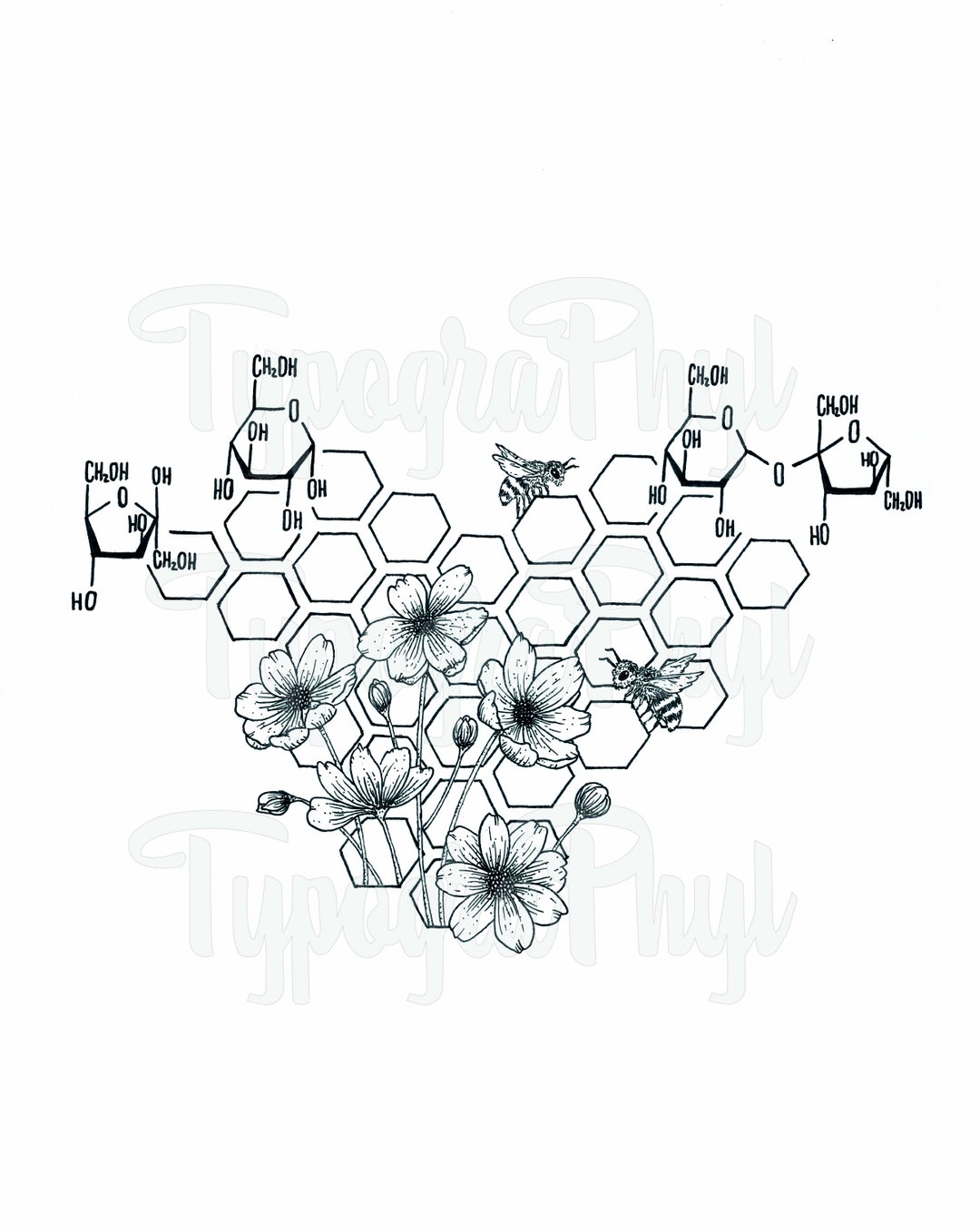 Honey Chemistry: Science Illustration Art - Etsy