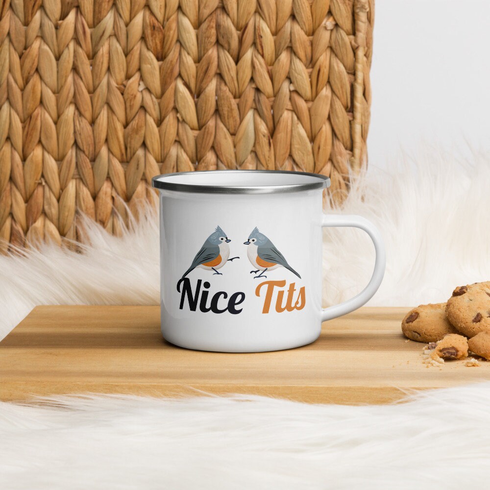 Funny Tufted Titmouse Gift for Bird Watching Fan Enamel Mug | Etsy