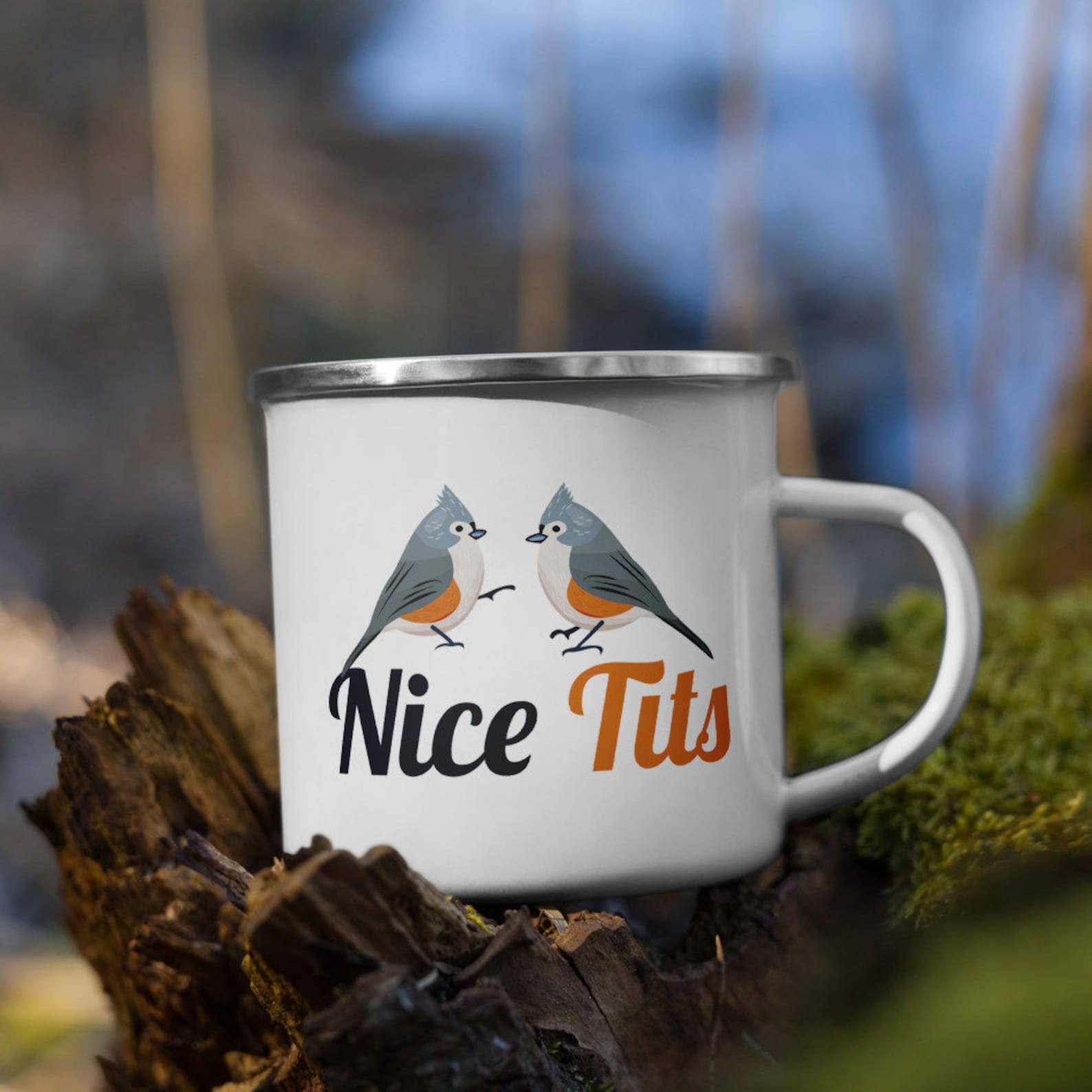 Funny Tufted Titmouse Gift for Bird Watching Fan Enamel Mug | Etsy