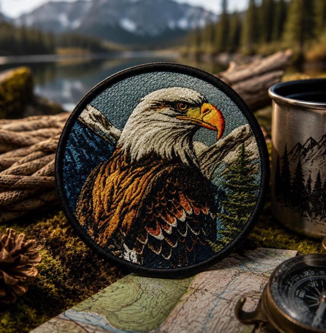 Eagle Patch/iron-on Patch/national Patriotic Bird/bird Badge/mountains ...