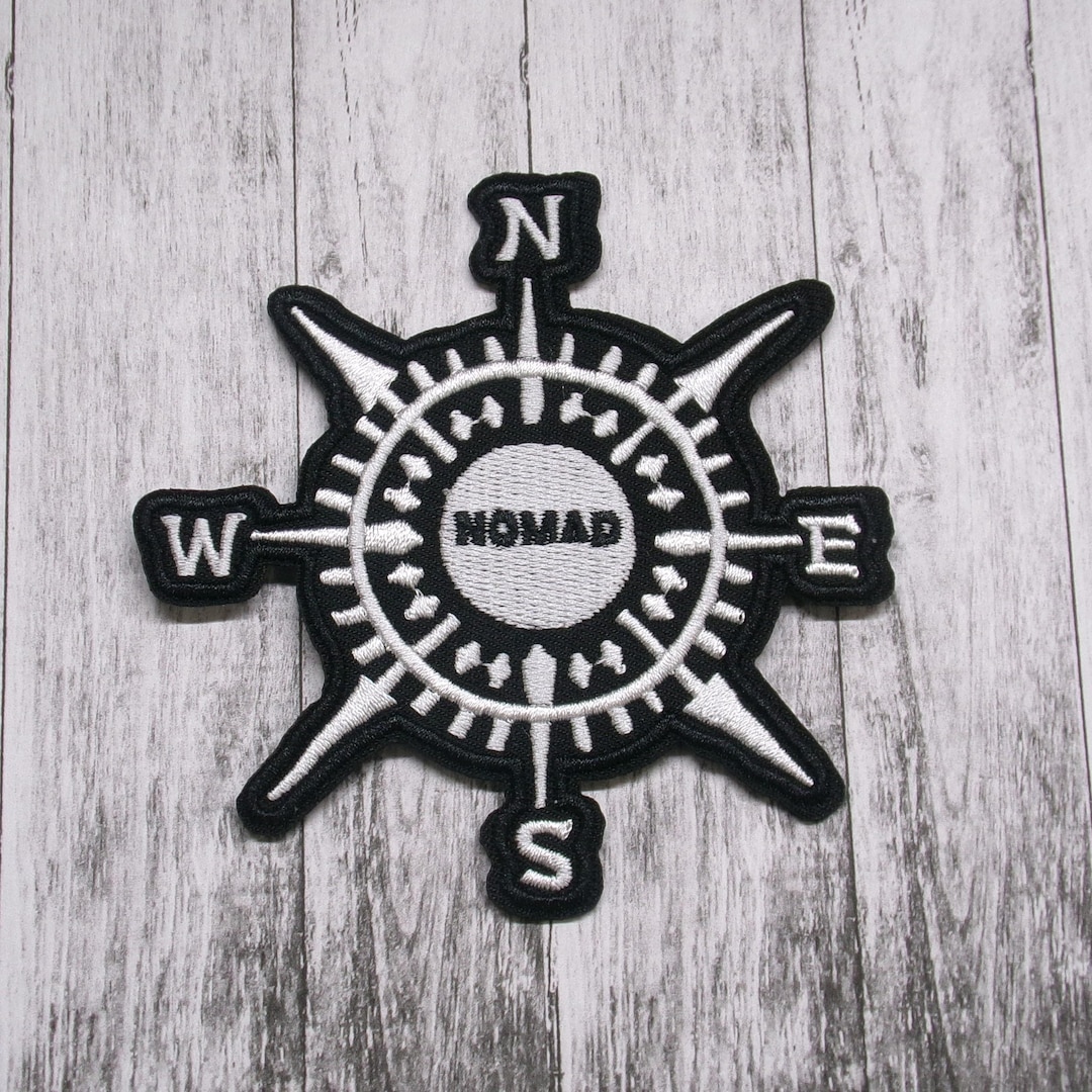 Nautical Compass Nomad Embroidered Patch Iron on / Sew on Custom Travel ...
