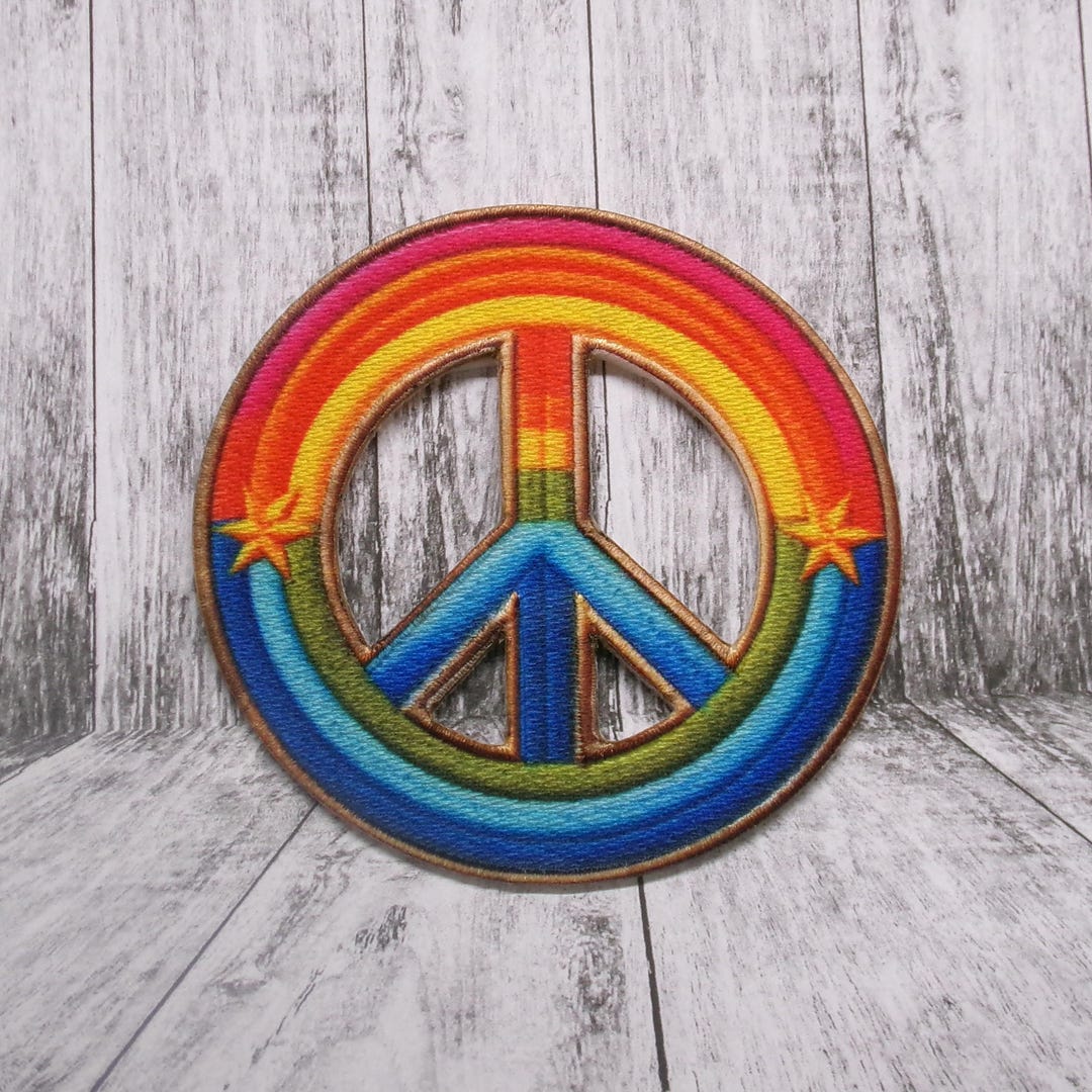 Peace Sign Patch Iron-on Applique for Jacket, Clothing, Backpack, Tote ...