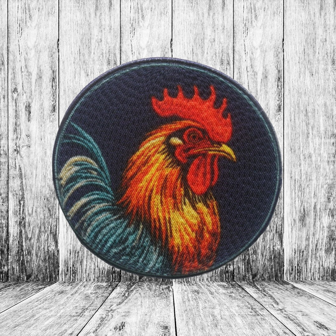 Rooster Patch Iron-on Applique for Jacket, Clothing, Backpack, Tote Bag ...