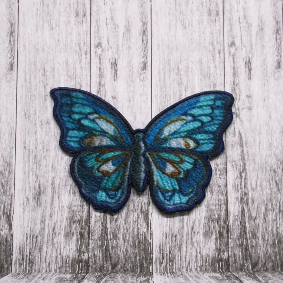 Blue Butterfly Patch/iron-on Patch/nature Badge/garden Insect/spring ...