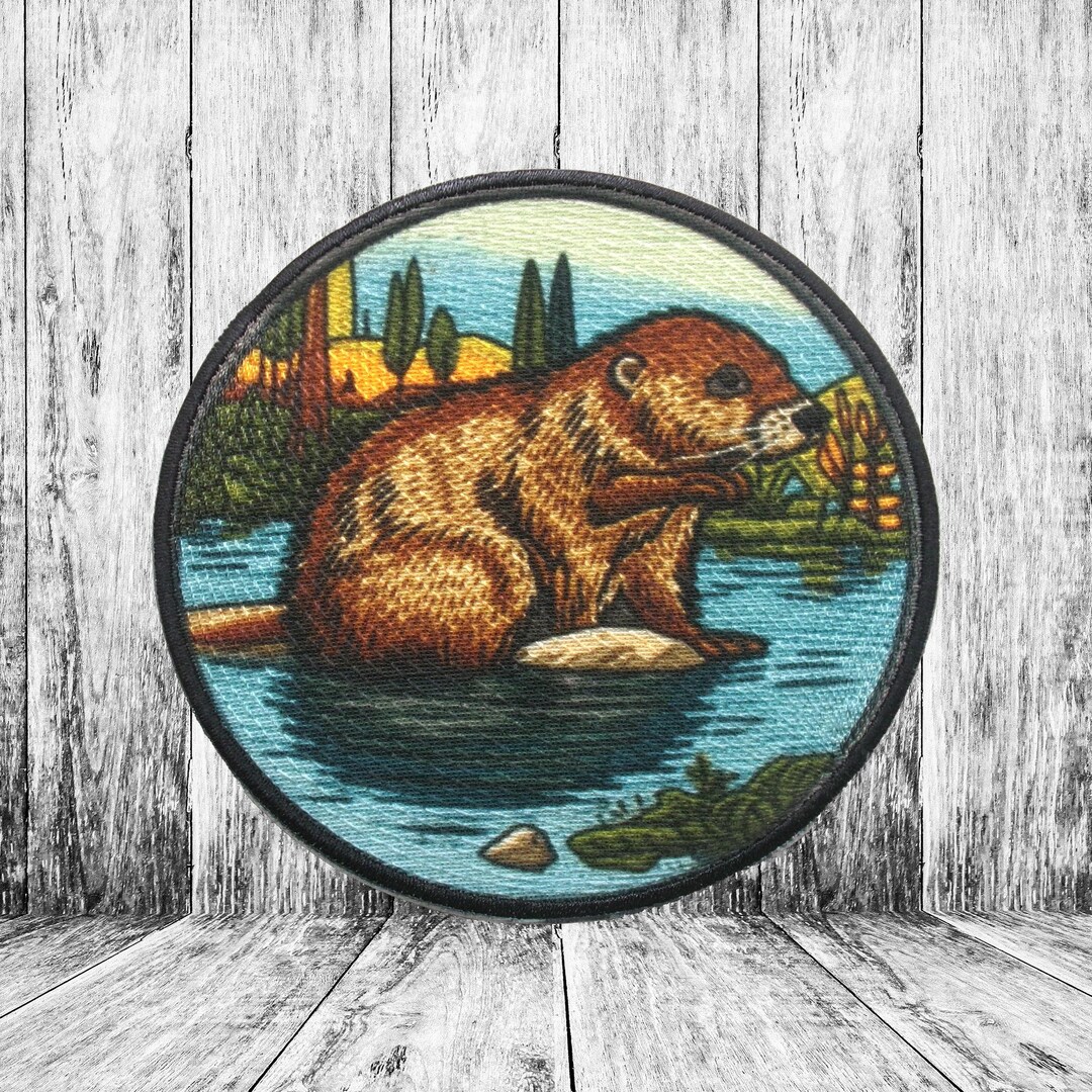 North American Beaver Patch Iron-on/sew-on Applique for Vest Jacket ...