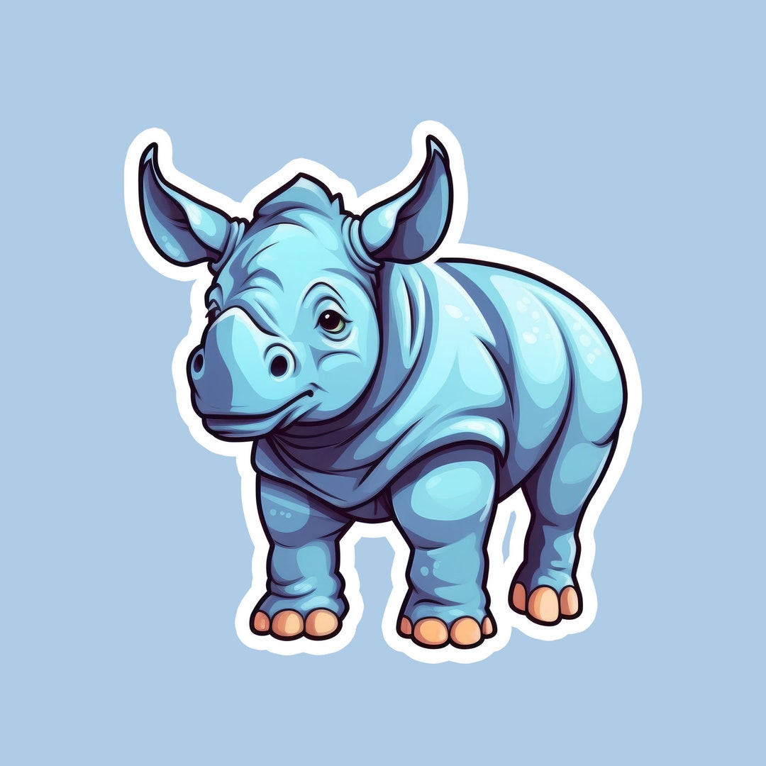 Cute Rhino Sticker Decal, Kawaii Sticker, Baby Animal Vinyl Stickers ...