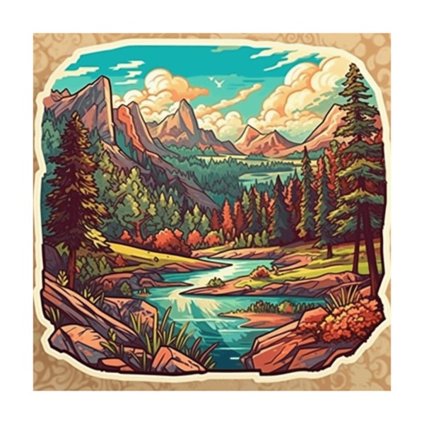 Mountain Scene Bumper Sticker - Etsy