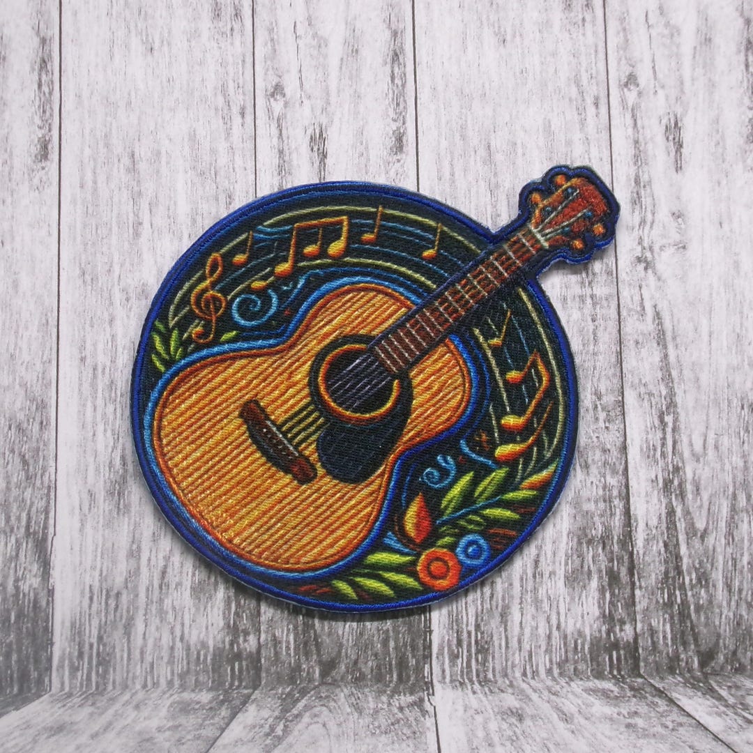 Acoustic Guitar Patch/iron-on Patch/folk Music Emblem/hippie Style ...