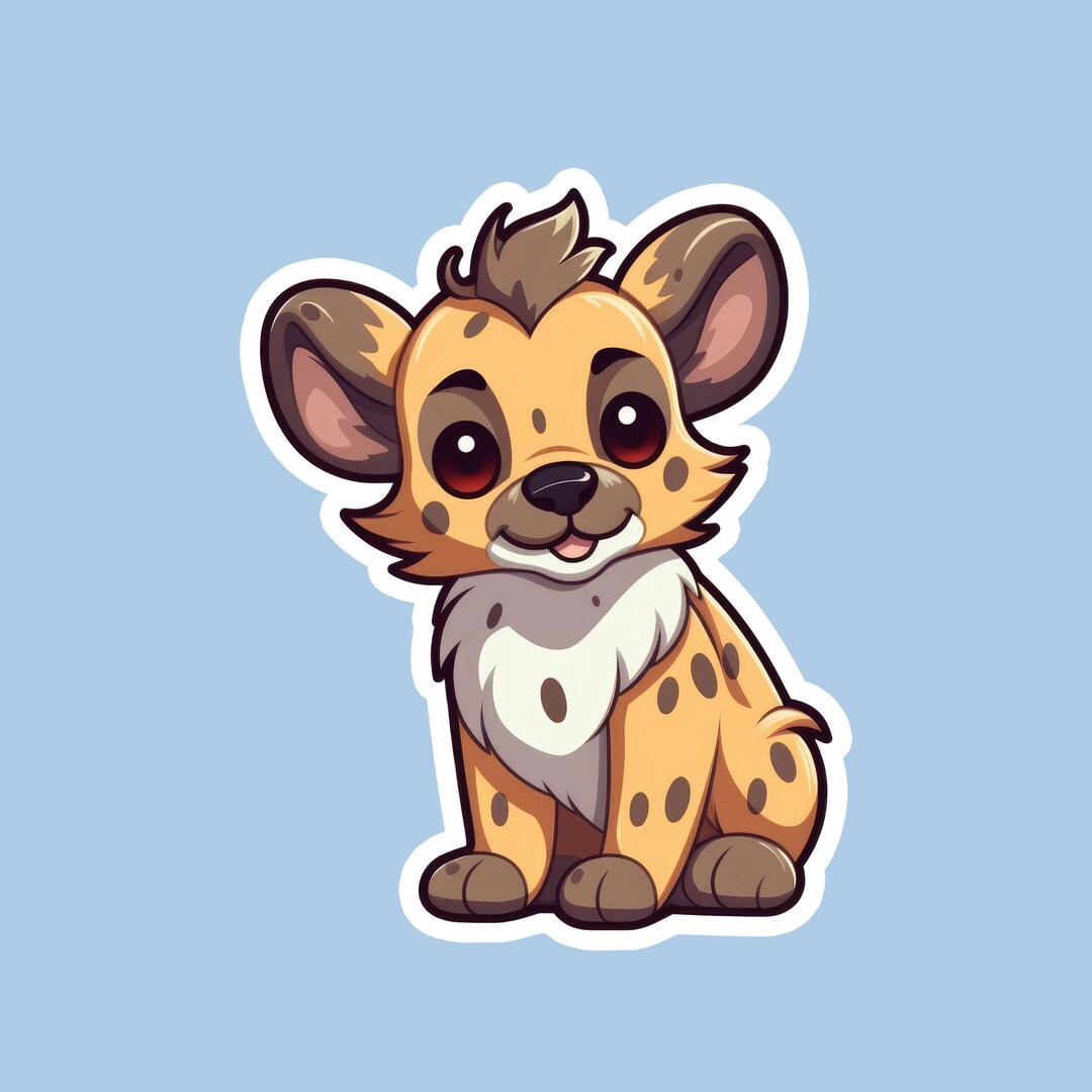 Cute Hyena Sticker Decal, Kawaii Animal Sticker, Baby Animal Vinyl ...