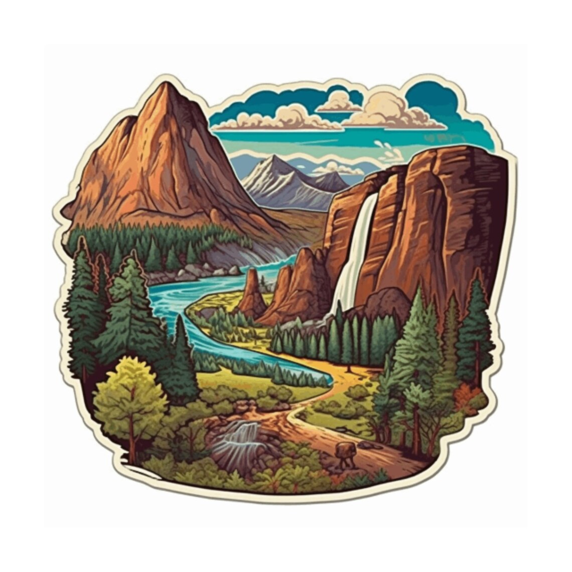 Nature Scene Decal, Forest Lake Sticker, Vinyl Stickers Decals ...