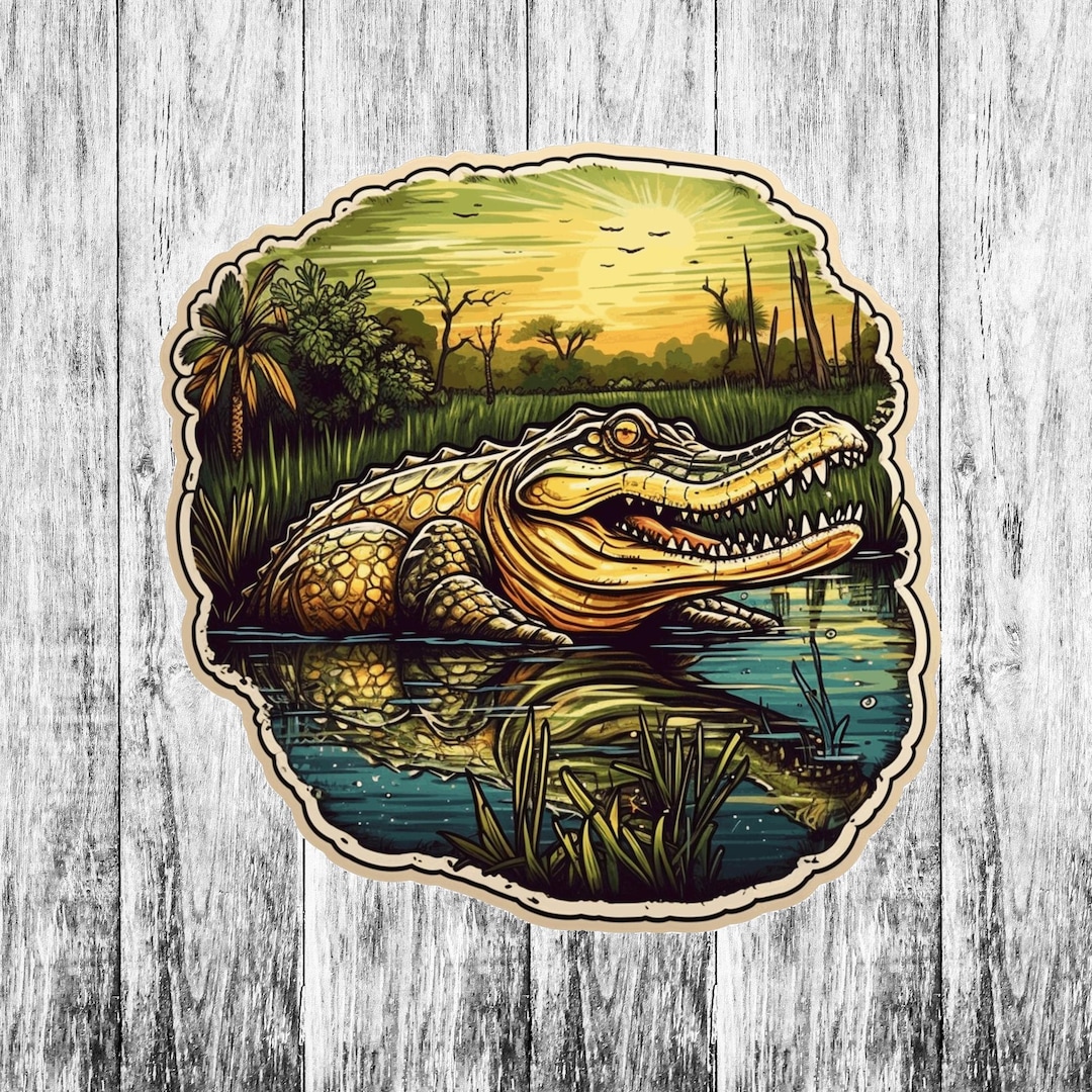 American Swamp Alligator Sticker, Wild Animal Sticker, Vinyl Stickers ...