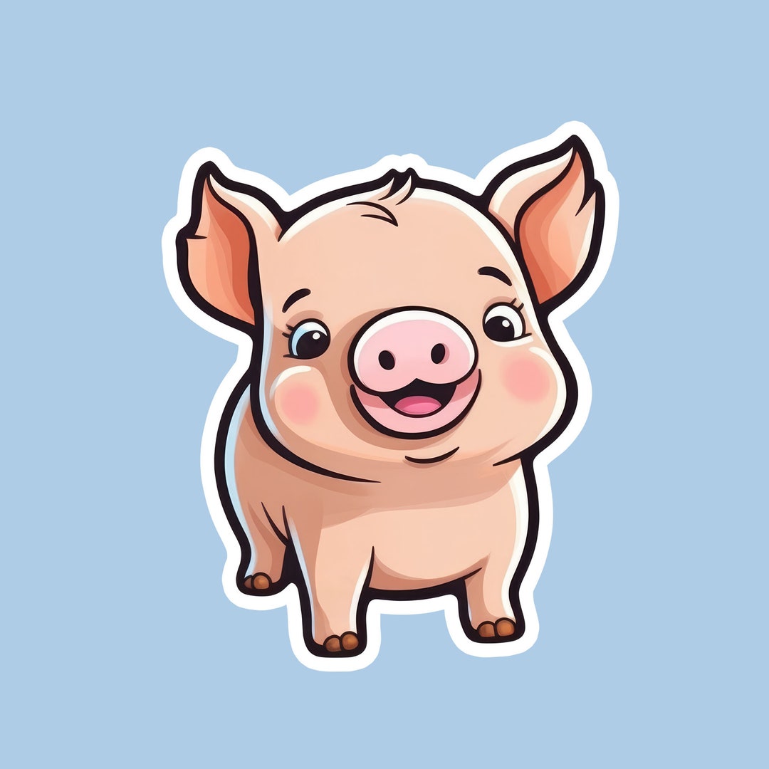 Cute Pig Sticker Decal Kawaii Piggy Sticker Baby Animal - Etsy