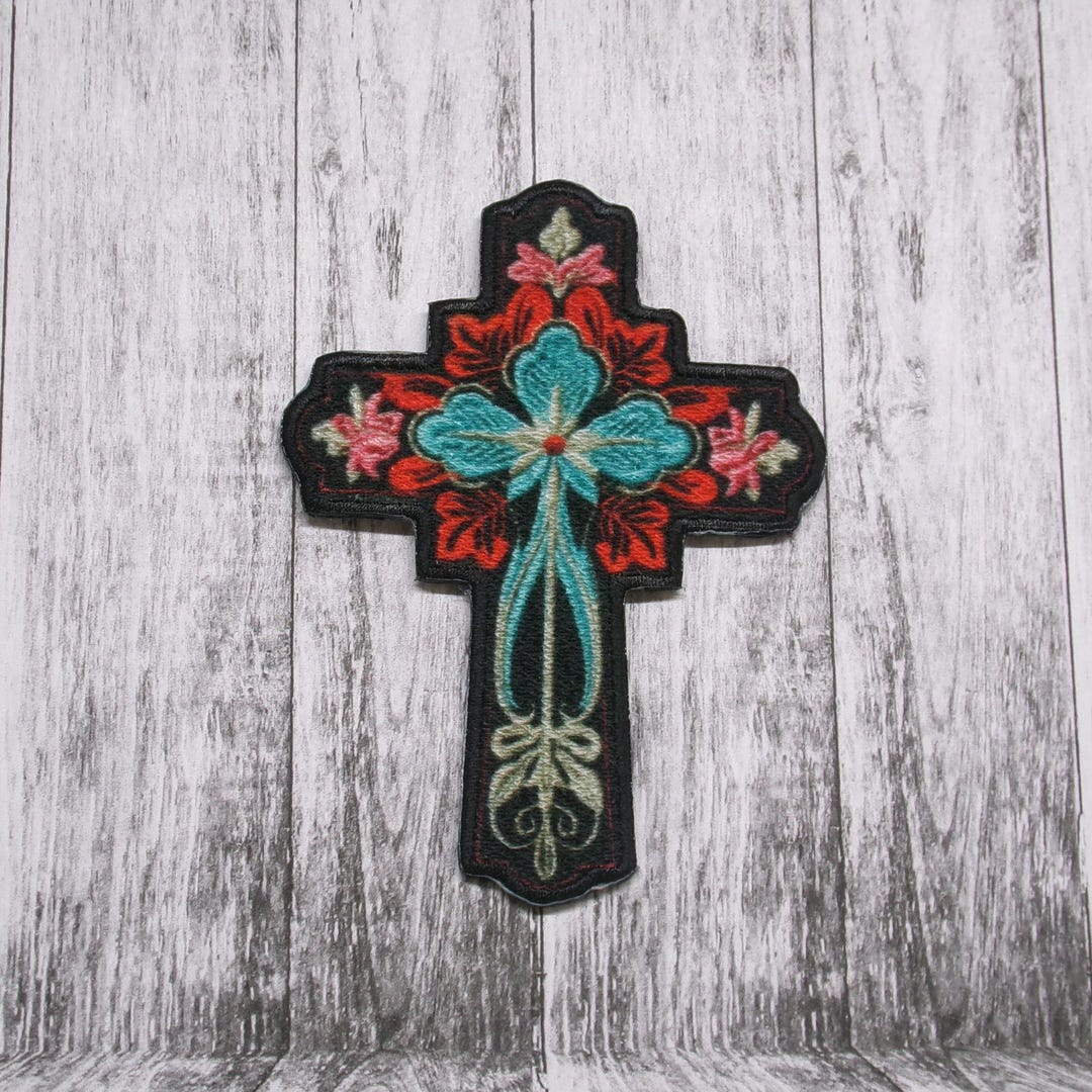 Christian Cross Patch Iron-on/sew-on Applique for Jacket, for Tote Bag ...