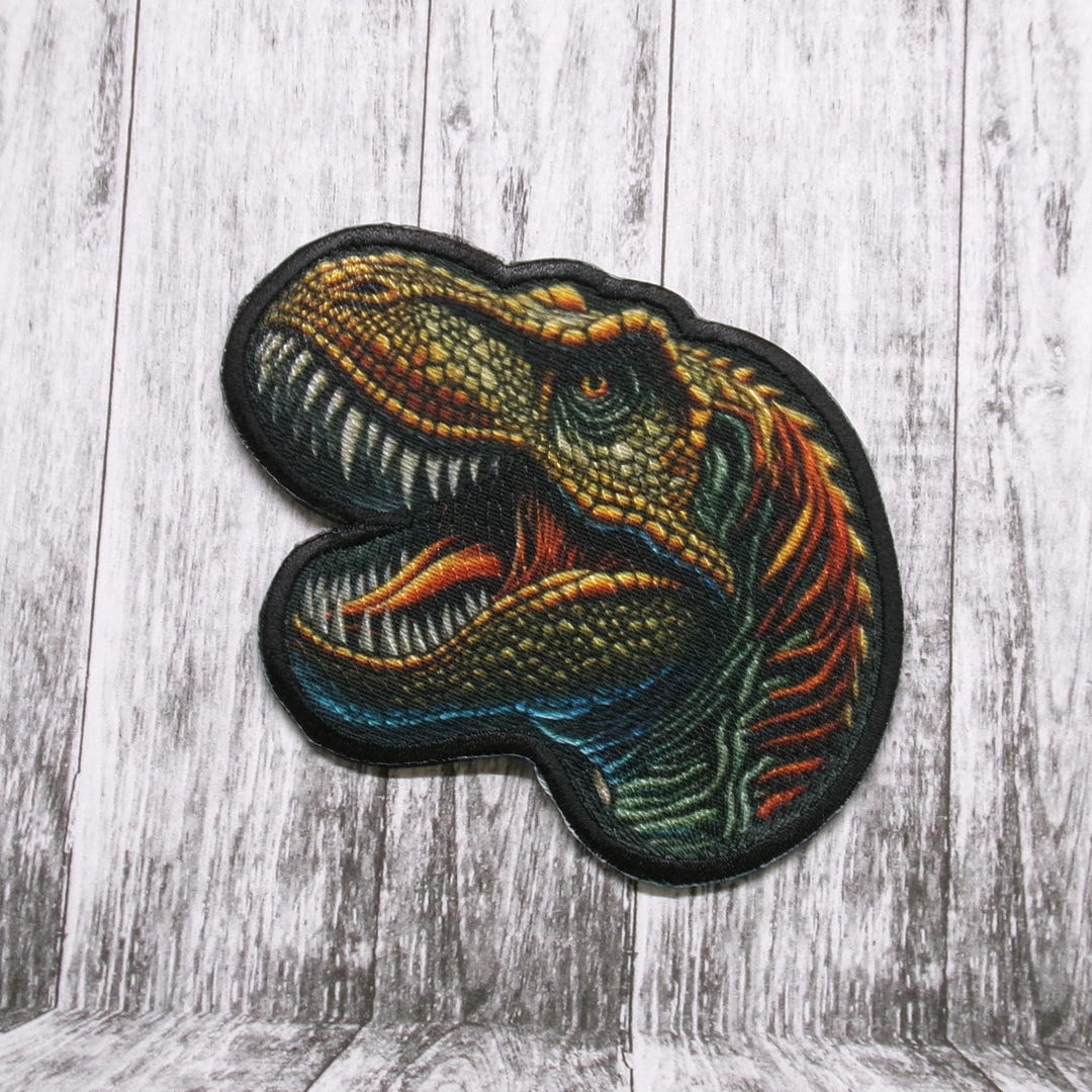 Tyrannosaurus Dinosaur Patch Iron-on Applique for Jacket, Backpack, Clothing, Tote Bag ...