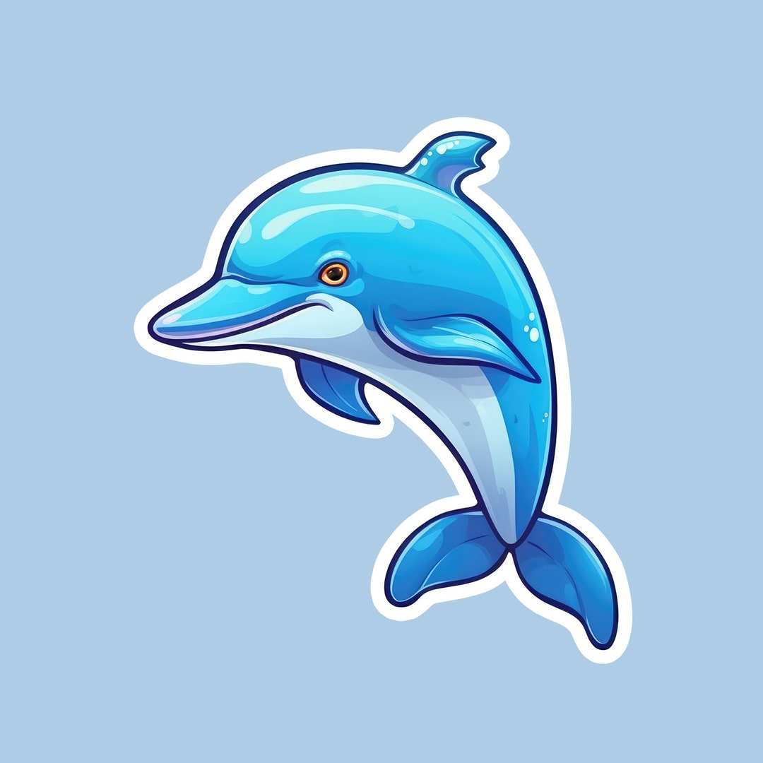 Cute Dolphin Sticker Decal, Kawaii Sticker, Baby Animal Vinyl Stickers ...