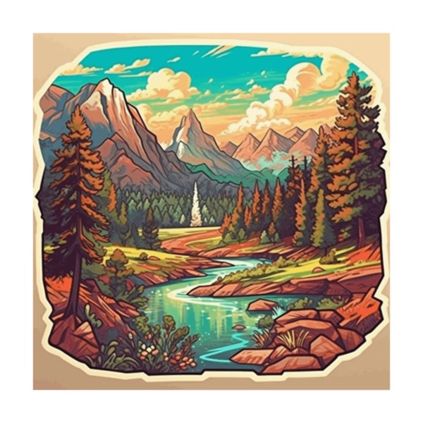 Mountain Scene Decal - Etsy