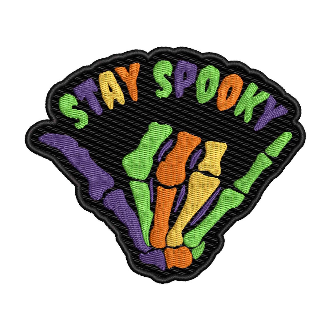 Stay Spooky Skeleton Hand Patch Embroidered Iron-on/sew-on Applique for Vest Jacket Bag Clothing ...